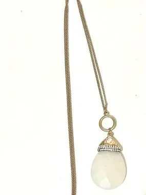 Handmade | Jewelry | Goldtone Pendant Necklace With White Teardrop ...
